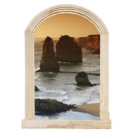 3D Wandtattoo Steinbogen Die zw&ouml;lf Apostel von Australien Wandsticker Aussicht 3D-Optik Wandaufkleber Bogen Ausblick in S-XXL 3D-Effekt
