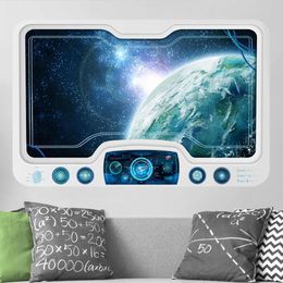Bilderwelten Wandtattoo Himmel Digital Art selbstklebend blau - Raketen Cockpit Galaxie Light - Fahrzeuge Kinderzimmer Baby Mädchen Jungen