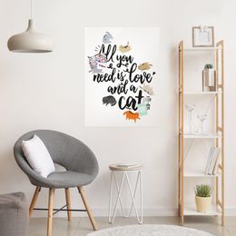 Bilderwelten Glasbild - Hochformat All you need is love and a cat
