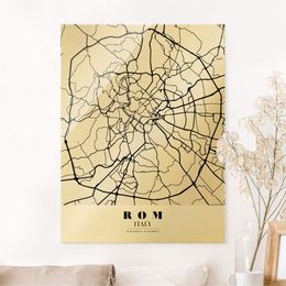 Bilderwelten Glasbild Spr&uuml;che modern schwarz weiss Glas Wandbild - Stadtplan Rom - Klassik - Karten Wohnzimmer Schlafzimmer