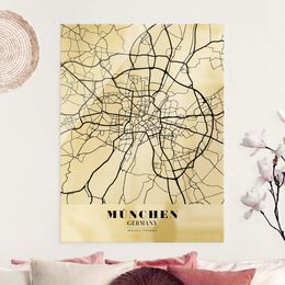 Bilderwelten Glasbild Spr&uuml;che modern schwarz weiss Glas Wandbild - Stadtplan M&uuml;nchen - Klassik - Karten Wohnzimmer Schlafzimmer