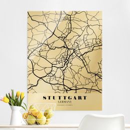 Bilderwelten Glasbild Spr&uuml;che modern schwarz weiss Glas Wandbild - Stadtplan Stuttgart - Klassik - Karten Wohnzimmer Schlafzimmer