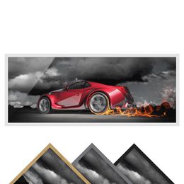 Bilderwelten Bild mit Rahmen Poster FineArt - Flammende Leidenschaft - Panorama Querformat - 4 Rahmen-Farben