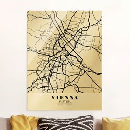 Bilderwelten Glasbild Spr&uuml;che modern schwarz weiss Glas Wandbild - Stadtplan Vienna - Klassik - Karten Wohnzimmer Schlafzimmer