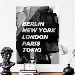 Bilderwelten Glasbild - Hochformat Berlin New York London