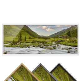 Bilderwelten Bild mit Rahmen - Panorama Alpenwiese Tirol