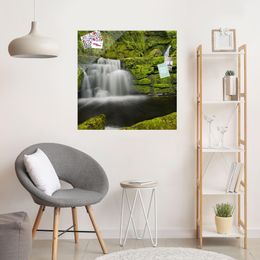 Bilderwelten Glasbild Natur Motiv gr&uuml;n Glas Wandbild - Lower McLean Falls in Neuseeland - Wasserfall Wohnzimmer Schlafzimmer