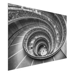 Alu Dibond Outdoor Bild - Bramante Treppe - Stadt schwarz weiss Motiv wetterfest Architektur Wohnzimmer Schlafzimmer