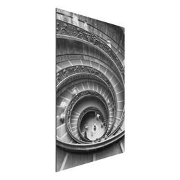 Alu Dibond Outdoor Bild - Bramante Treppe - Stadt schwarz weiss Motiv wetterfest Architektur Wohnzimmer Schlafzimmer