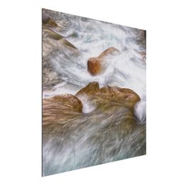 Bilderwelten Alu Dibond Outdoor Bild Spirituell bunt Motiv wetterfest - Der kalte Bergbach - Deko Wohnzimmer Schlafzimmer