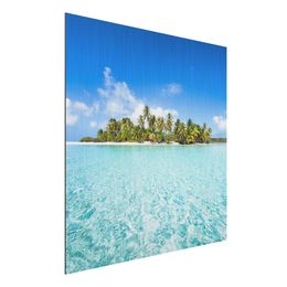 Bilderwelten Alu Dibond Outdoor Bild Strand t&uuml;rkis Tropisch wetterfest - Crystal Clear Water - Karibik Wohnzimmer Schlafzimmer