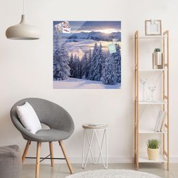 Bilderwelten Glasbild Wald Motiv weiss Glas Wandbild - Blick in die Hohen Tauern vom Kreuzkogel &Ouml;sterreich - Berg Wohnzimmer Schlafzimmer
