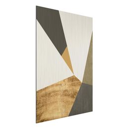 Bilderwelten Alu Dibond Outdoor Bild gold modern wetterfest - Clovis - Geometrisch Wohnzimmer Schlafzimmer