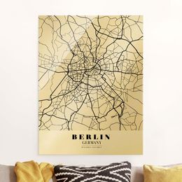 Bilderwelten Glasbild Spr&uuml;che modern schwarz weiss Glas Wandbild - Stadtplan Berlin - Klassik - Karten Wohnzimmer Schlafzimmer