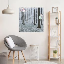 Bilderwelten Glasbild Wald Motiv weiss Glas Wandbild - Buchen mit Rauhreif - B&auml;ume Wohnzimmer Schlafzimmer