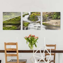 Bilderwelten Glasbild Natur Motiv gr&uuml;n Glas Wandbild - Upper McLean Falls in Neuseeland - Wasserfall Wohnzimmer Schlafzimmer