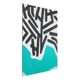 Bilderwelten Alu Dibond Outdoor Bild originell schwarz Abstrakt wetterfest - Farbenlabyrinth II - Deko Wohnzimmer Schlafzimmer