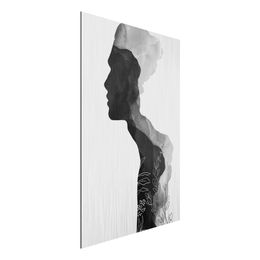 Bilderwelten Alu Dibond Outdoor Bild originell schwarz weiss modern Aquarell - Er - Deko Wohnzimmer Schlafzimmer