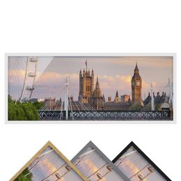 Bilderwelten Bild mit Rahmen Stadt einzigartig Motiv inkl. Rahmung - Westminster Palace London - Skylines Wohnzimmer Schlafzimmer