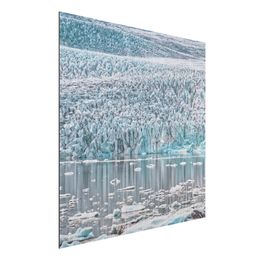 Bilderwelten Alu Dibond Outdoor Bild Natur blau Motiv wetterfest - Gletscher auf Island - Landschaft Wohnzimmer Schlafzimmer