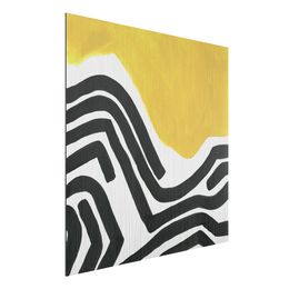 Alu Dibond Outdoor Bild - Farbenlabyrinth I - originell schwarz Abstrakt wetterfest Deko Wohnzimmer Schlafzimmer