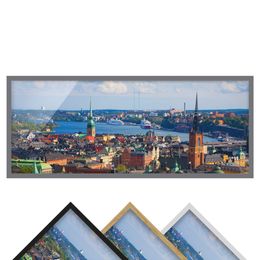 Bilderwelten Bild mit Rahmen - Panorama Stockholm in Schweden