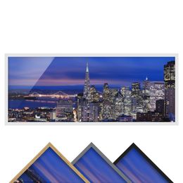 Bilderwelten Bild mit Rahmen Stadt einzigartig Motiv inkl. Rahmung - San Francisco at Night - Skylines Wohnzimmer Schlafzimmer