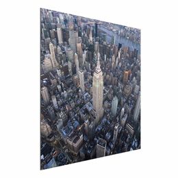 Alu Dibond Outdoor Bild - Empire State Of Mind - Stadt grau Motiv wetterfest Architektur Wohnzimmer Schlafzimmer