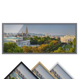 Bilderwelten Bild mit Rahmen - Panorama Blick &uuml;ber Wien