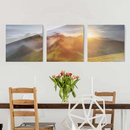 Bilderwelten Glasbild Natur Motiv einzigartig Glas Wandbild - Storkonufell im Sonnenaufgang - Berg Wohnzimmer Schlafzimmer