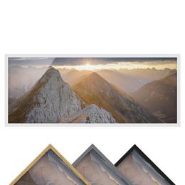 Bilderwelten Bild mit Rahmen Natur einzigartig Motiv inkl. Rahmung - Lechtaler Alpen - Landschaft Wohnzimmer Schlafzimmer