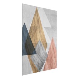 Bilderwelten Alu Dibond Outdoor Bild bunt modern wetterfest - Goldener Gipfel - Geometrisch Wohnzimmer Schlafzimmer