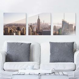 Bilderwelten Glasbild Stadt Motiv beige Glas Wandbild - Blick vom Top of the Rock - Skylines Wohnzimmer Schlafzimmer