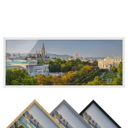 Bilderwelten Bild mit Rahmen Natur einzigartig Motiv inkl. Rahmung - Blick &uuml;ber Wien - Landschaft Wohnzimmer Schlafzimmer