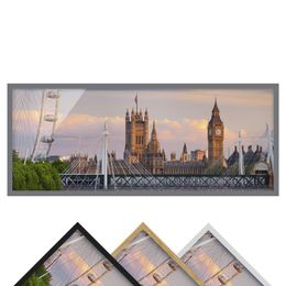Bilderwelten Bild mit Rahmen - Panorama Westminster Palace London