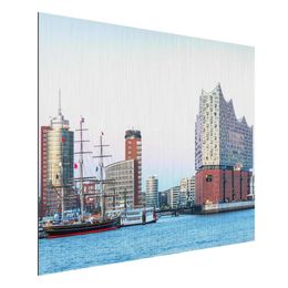 Bilderwelten Alu Dibond Outdoor Bild Stadt rot Motiv wetterfest - Elbphilharmonie Hamburg - Architektur Wohnzimmer Schlafzimmer
