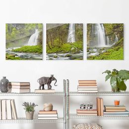 Bilderwelten Glasbild Natur modern einzigartig Glas Wandbild - Wasserf&auml;lle Cascade de Flumen - Wasserfall Wohnzimmer Schlafzimmer