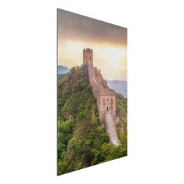 Bilderwelten Alu Dibond Outdoor Bild Natur gr&uuml;n Motiv wetterfest - Die unendliche Mauer von China - China Wohnzimmer Schlafzimmer