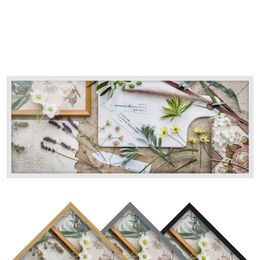 Bilderwelten Bild mit Rahmen Kulinarisch beige Vintage inkl. Rahmung - Blumen und Gartenkr&auml;uter Vintage - Gew&uuml;rze & Kr&auml;uter K&uuml;che