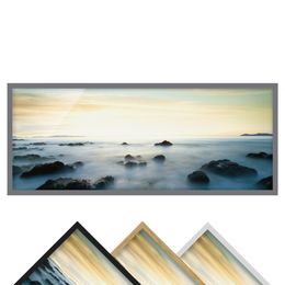 Bilderwelten Bild mit Rahmen - Panorama Sonnenuntergang &uuml;ber dem Ozean