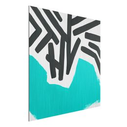 Alu Dibond Outdoor Bild - Farbenlabyrinth II - originell schwarz Abstrakt wetterfest Deko Wohnzimmer Schlafzimmer