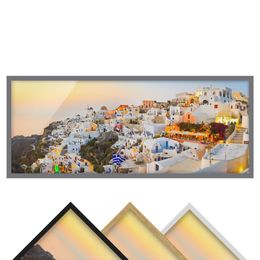 Bilderwelten Bild mit Rahmen - Panorama Strahlendes Santorin