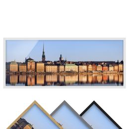 Bilderwelten Bild mit Rahmen Stadt einzigartig modern inkl. Rahmung - Stockholm Skyline - Skylines Wohnzimmer Schlafzimmer