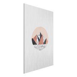 Bilderwelten Alu Dibond Outdoor Bild originell rosa Illustration wetterfest - Geometrische Landschaft im Kreis - Deko Jugendzimmer
