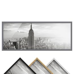 Bilderwelten Bild mit Rahmen - Panorama Manhattan Skyline