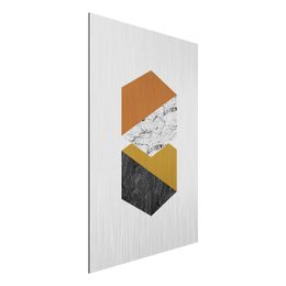 Bilderwelten Alu Dibond Outdoor Bild originell grau Illustration wetterfest - Geometrische Hexagone - Deko Jugendzimmer