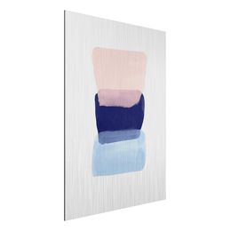 Bilderwelten Alu Dibond Outdoor Bild originell blau Abstrakt wetterfest - Drei Farbfl&auml;chen - Deko Wohnzimmer Schlafzimmer