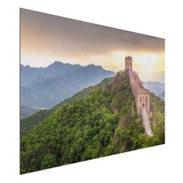 Bilderwelten Alu Dibond Outdoor Bild Natur gr&uuml;n Motiv wetterfest - Die unendliche Mauer von China - China Wohnzimmer Schlafzimmer