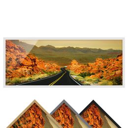 Bilderwelten Bild mit Rahmen Natur orange Motiv 3D-Effekt - Tal des Feuers - Berg Wohnzimmer Schlafzimmer