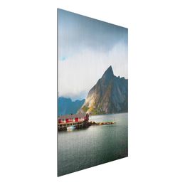 Alu Dibond Outdoor Bild - Fischerhaus in Schweden - Natur blau Motiv wetterfest Schweden Wohnzimmer Schlafzimmer